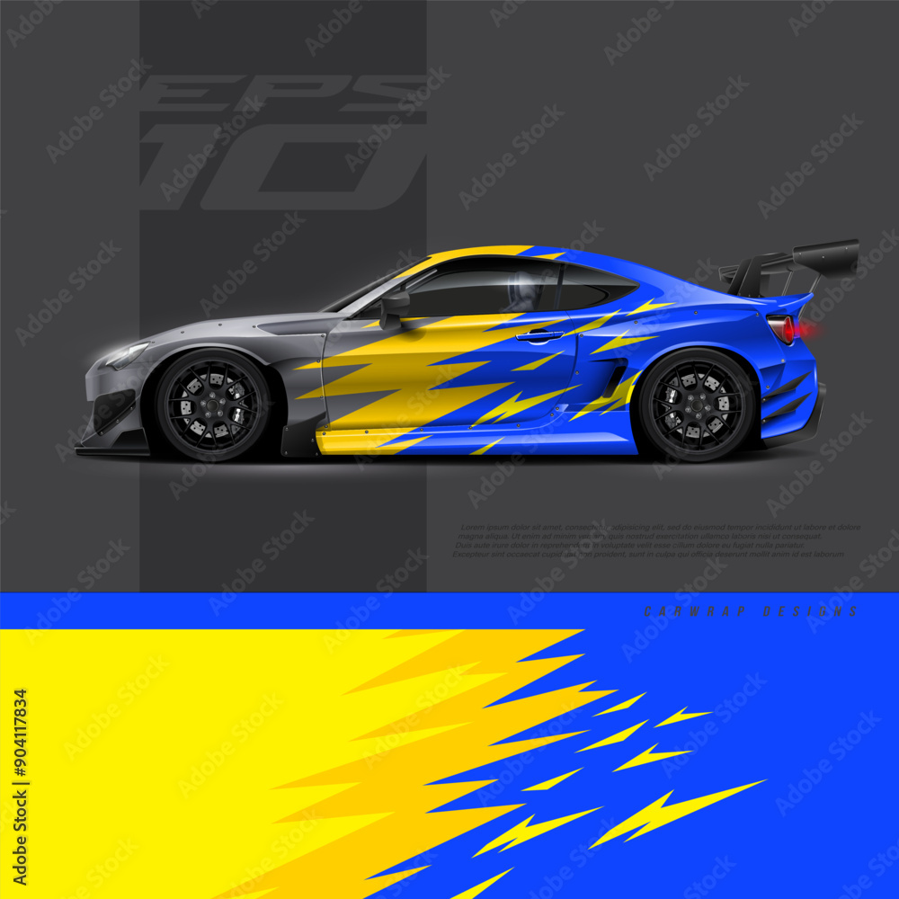Racing car wrap design vector. Graphic abstract stripe racing ...