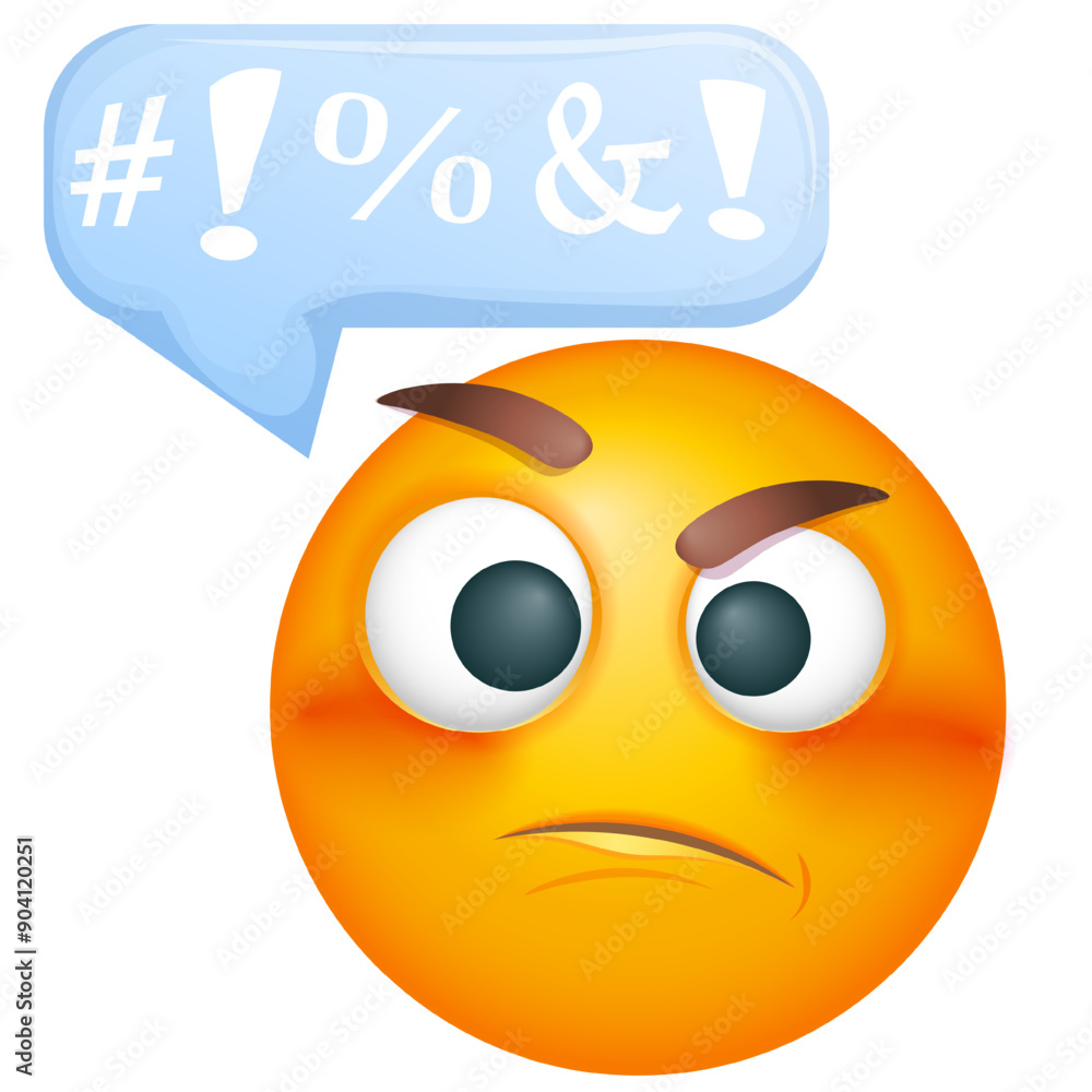PrintThoughtful emoji with confused thoughts. Emoticon thinking on ...