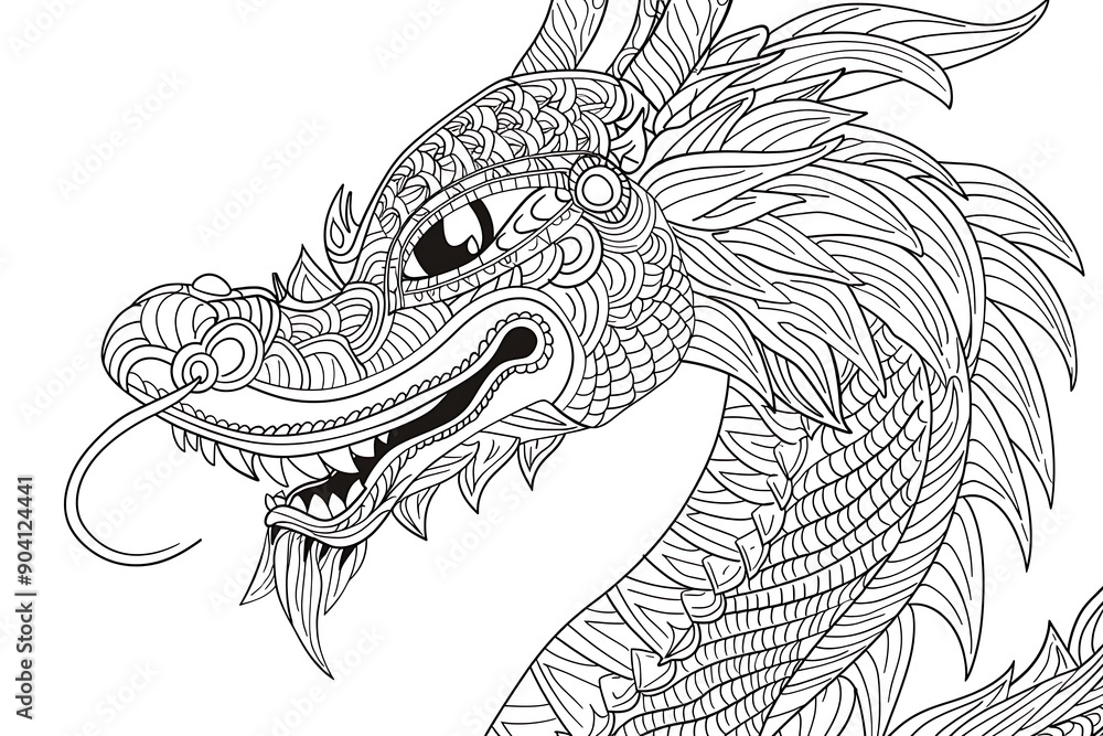 Mythical Creatures Coloring Page for Adults: Whimsical Black and White ...