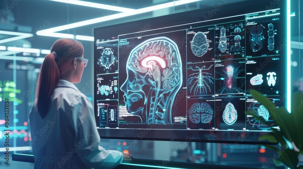 A modern diagnostic tool using AI to interpret medical images, with ...