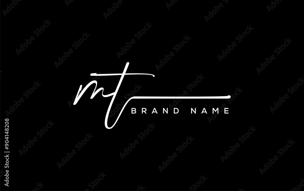MT letter beauty handwriting vector logo. Stock Vector | Adobe Stock
