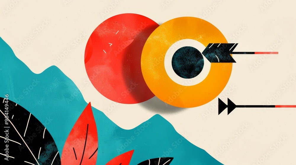 Artistic vision board with various motivational images and arrows ...