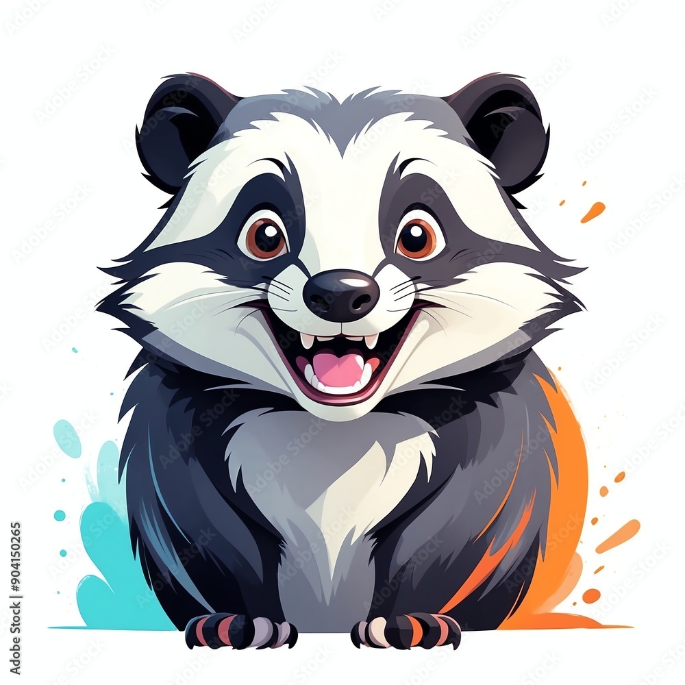 badger smiling happy cartoon clipart illustration on plain white ...