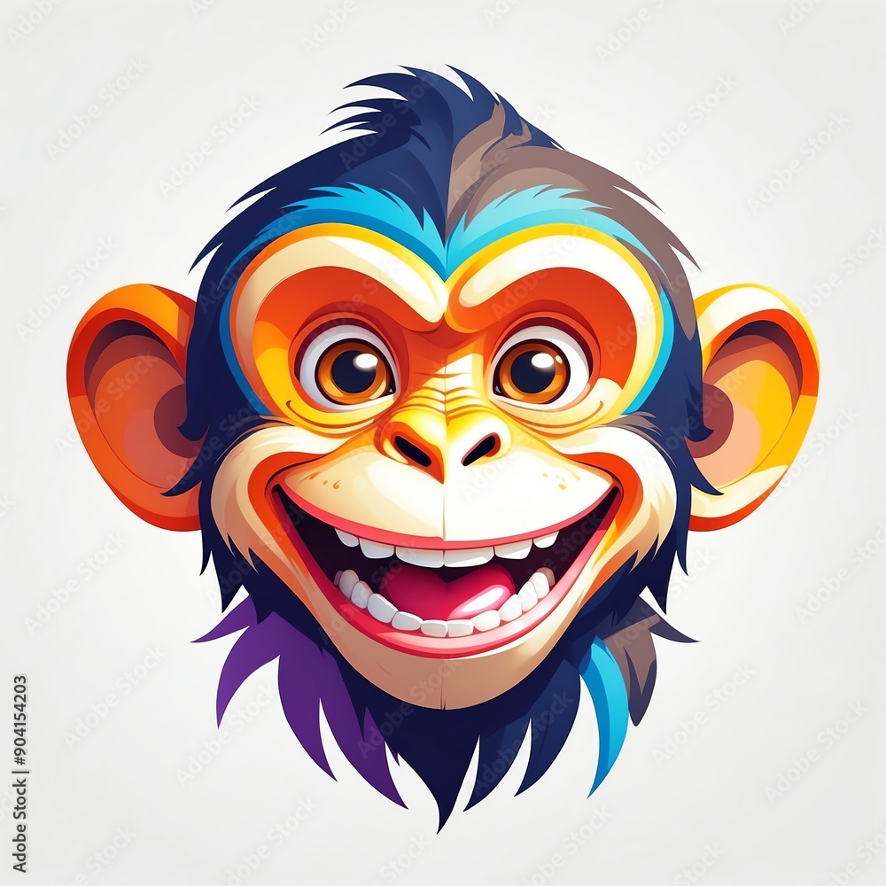 monkey smiling happy cartoon clipart illustration on plain white ...
