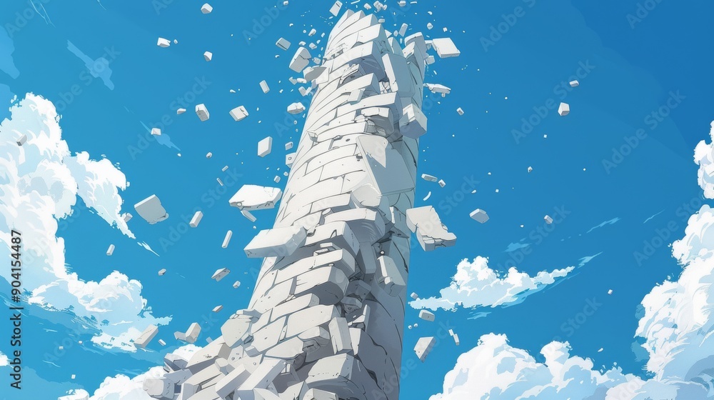 Column that is covered entirely with white ceramic bathroom tiles with ...