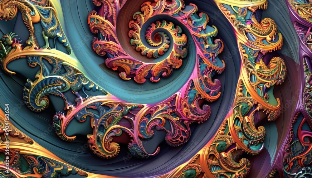 Intricate spiral design with vibrant patterns3D Model illustration ...
