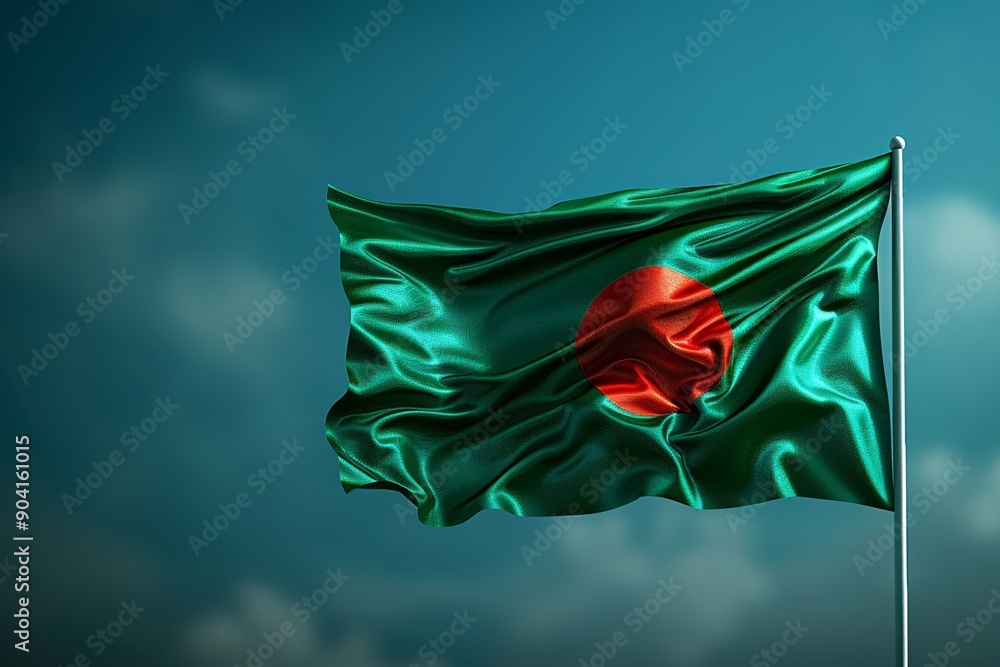 This stylized illustration of the Bangladesh flag features bold and ...
