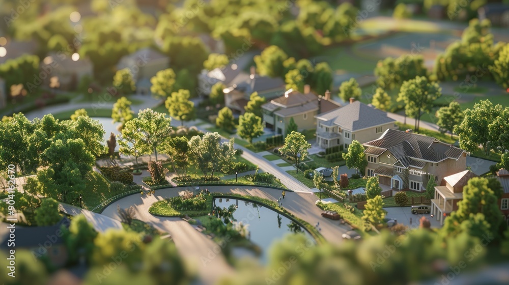 Generate a photo realistic image of a maquette depicting a residential ...