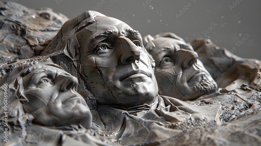 Sculpted Clay Model of Iconic Mount Rushmore National Monument in South ...