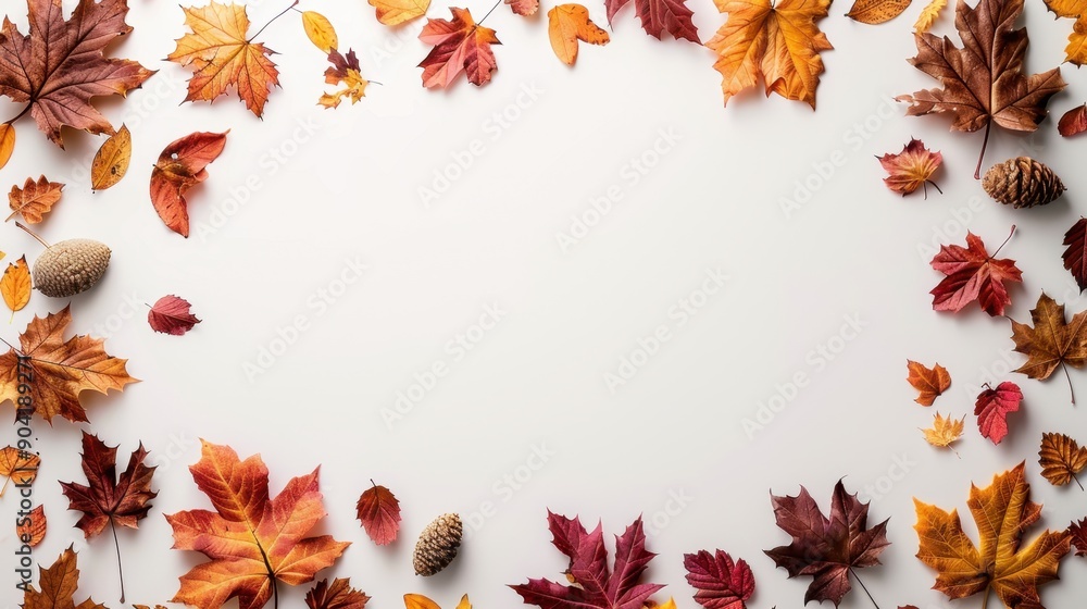 Autumn-themed frame on a white background with space for text or design ...