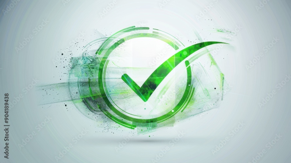 Circular emblem featuring a green check mark symbol on a clean ...
