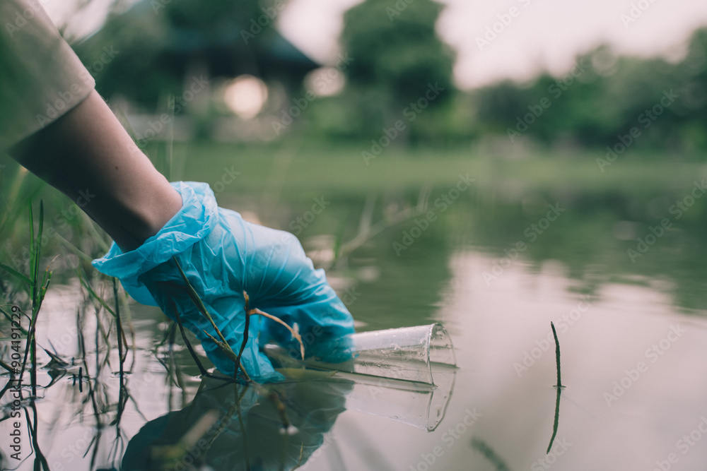 Sure! "I collected a water sample from the river by hand and stored it ...