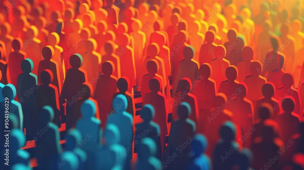 Stylized illustration of an abstract crowd, symbolizing diversity and ...