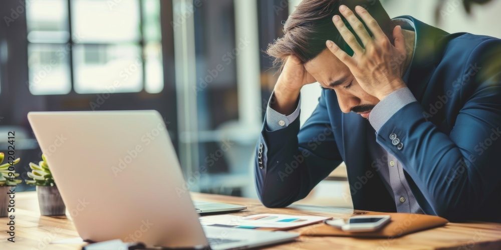 Despondent Businessman Facing Financial Ruin: Creative Conceptual ...