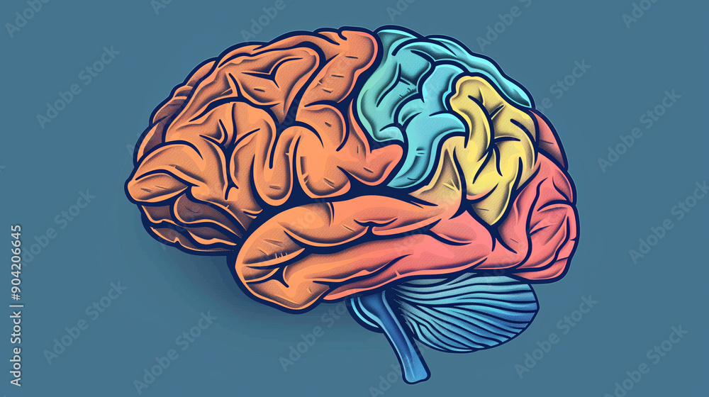 abstract brain illustration, colorful brain art, medical anatomy, human ...