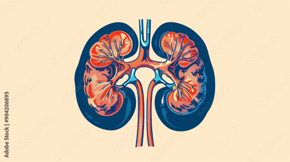 anatomy, human kidney, kidney illustration, medical illustration ...