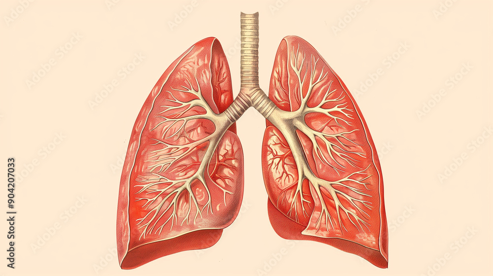 human lungs, anatomy, respiratory system, medical illustration, human ...