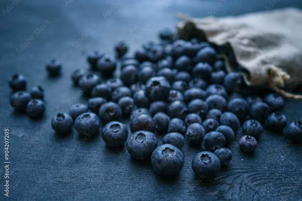 Blueberries background. Blueberry border design. Ripe and juicy fresh ...