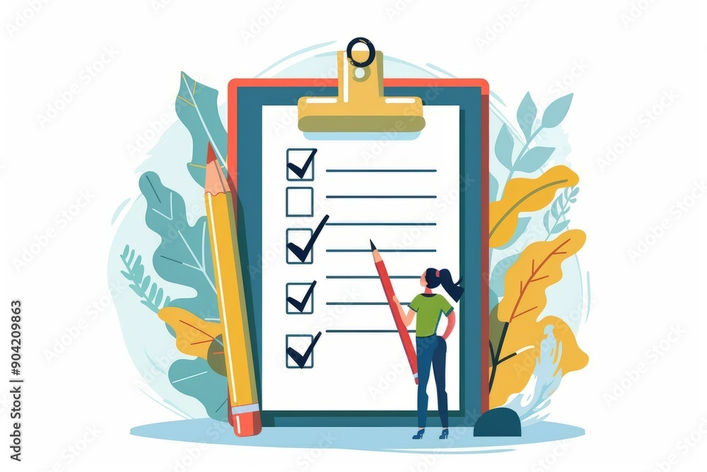Illustration of a checklist / to-do list , task list , step by step ...