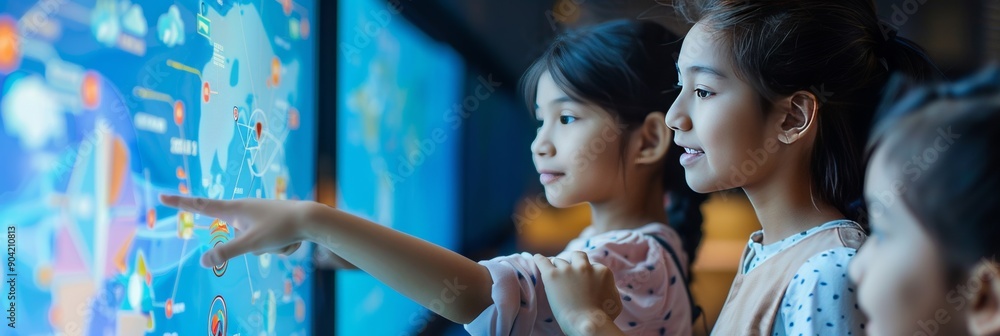 Ultra sharp photo of a woman, girl, and student using a digital ...