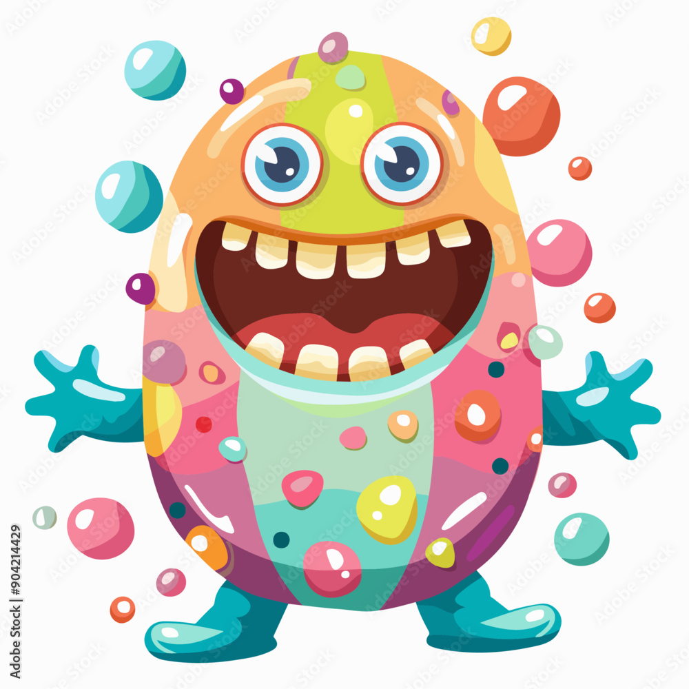 illustration of Big cute candy monster, Funny cartoon monster character ...