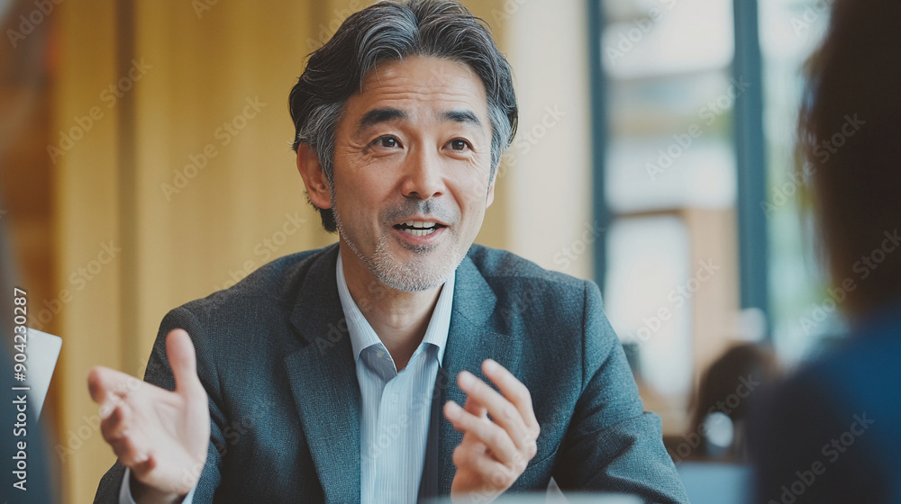 Japanese manager giving feedback to a team member Stock Photo | Adobe Stock