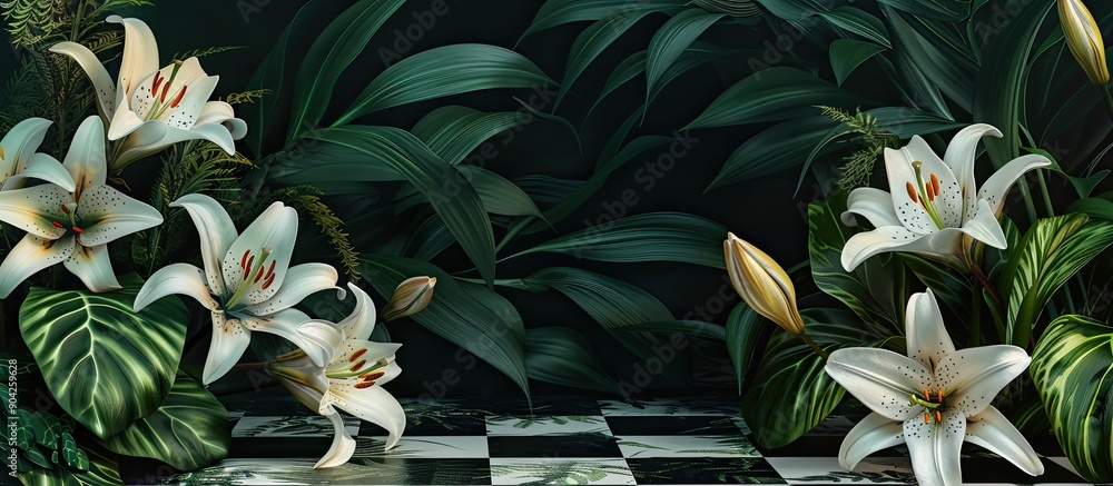 Enjoy the view of white Checkered Lily flowers with a checkerboard ...