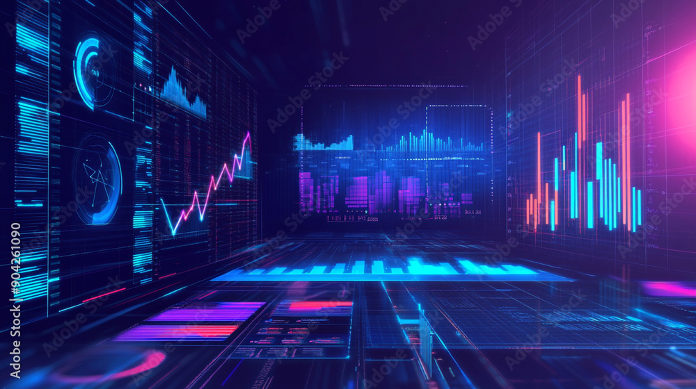 Business process automation concept illustration, showing graphs for ...