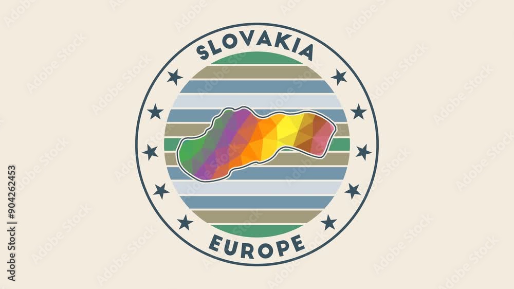 Slovakia intro video. Badge with the circular name and map of the ...