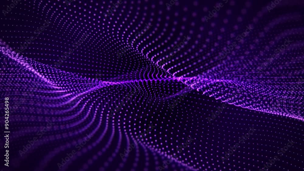 Looped waveform background with floating structure of particles and ...
