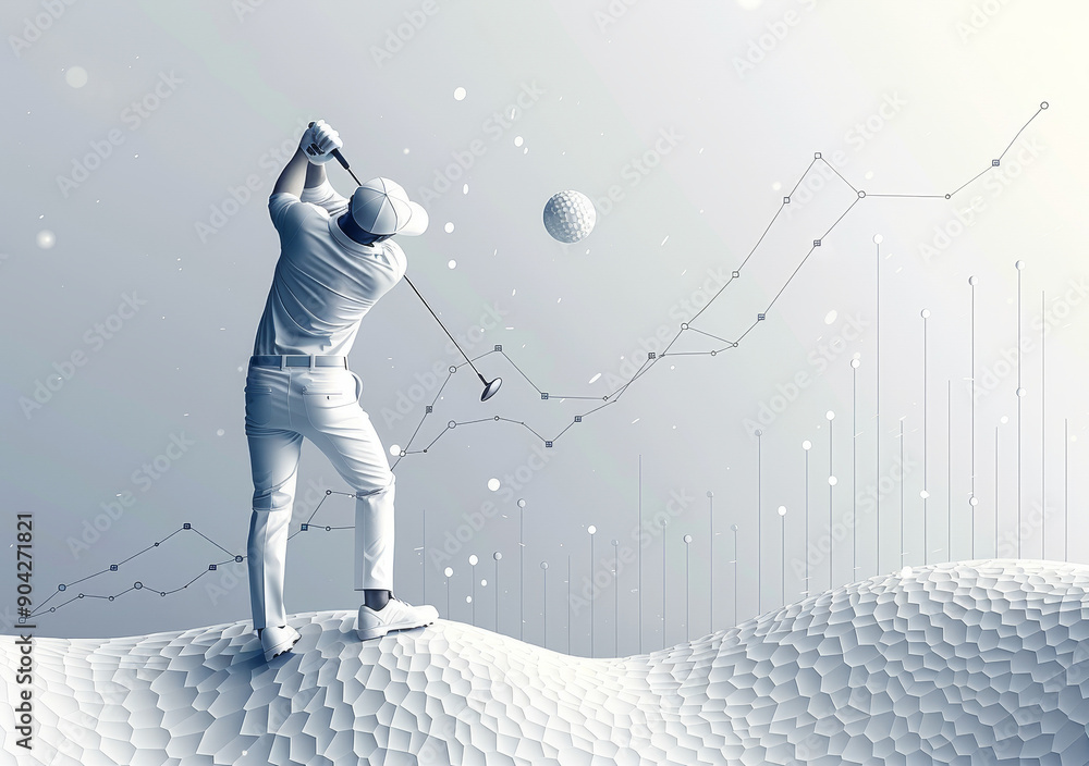 Manager Hitting Golf Ball Drives Business Growth, Rising Chart ...