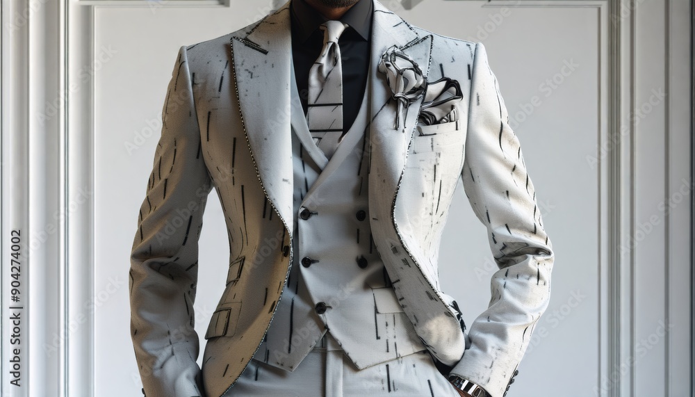 hugo boss black and white suit, futuristic 3d model, sleek design ...