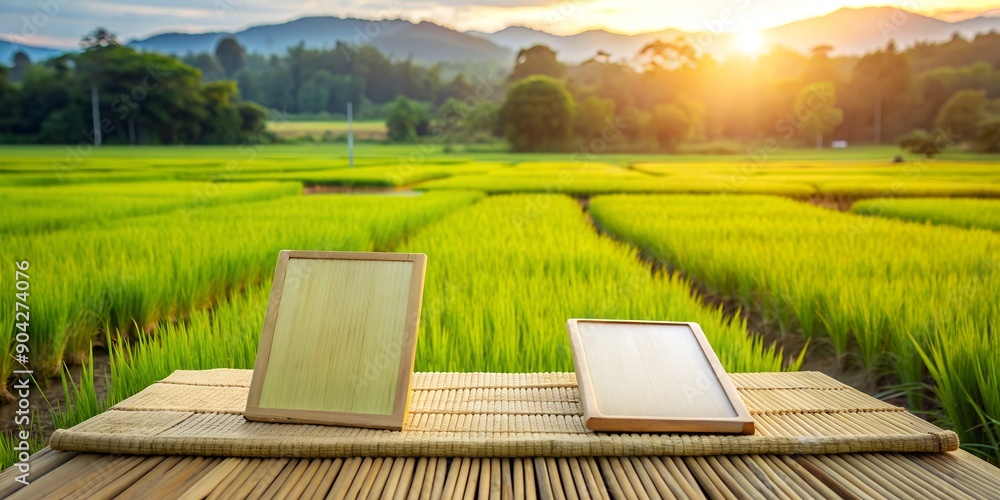 Rice paper cutting boards in paddy fields in Thailand AI-Created ...