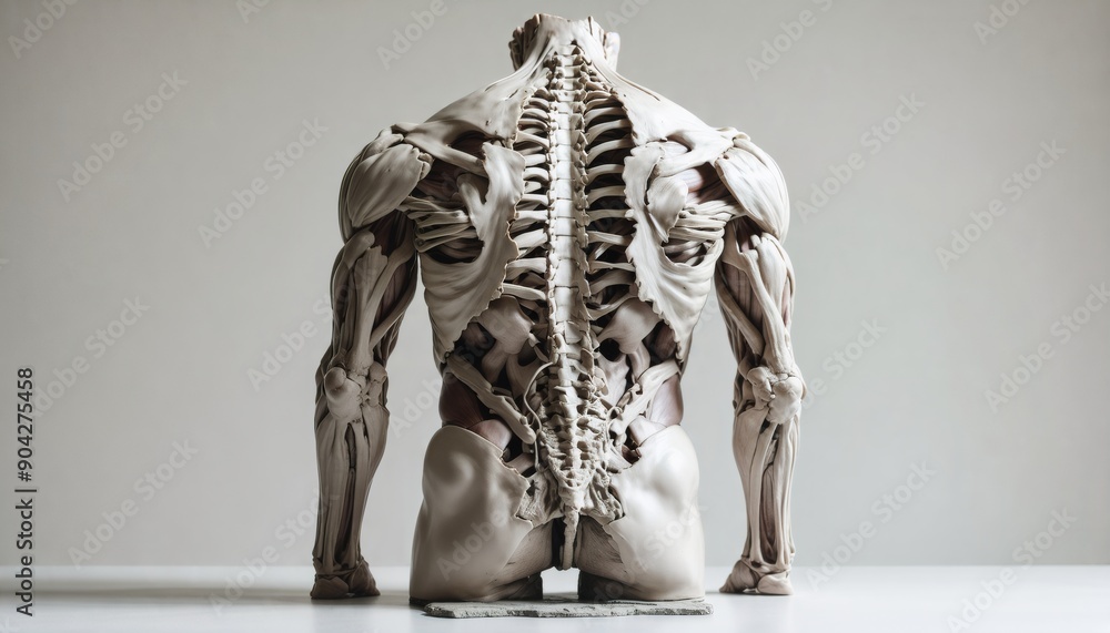 realistic human anatomy sculpture, upper torso on white background ...