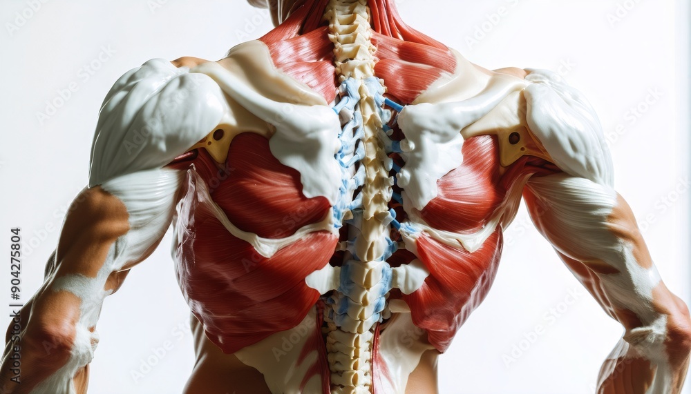 detailed anatomical view of human upper torso, white background, right ...