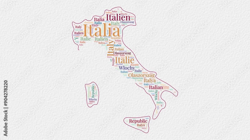 Italy logo animation. Italy boundary word cloud animation. Video of ...