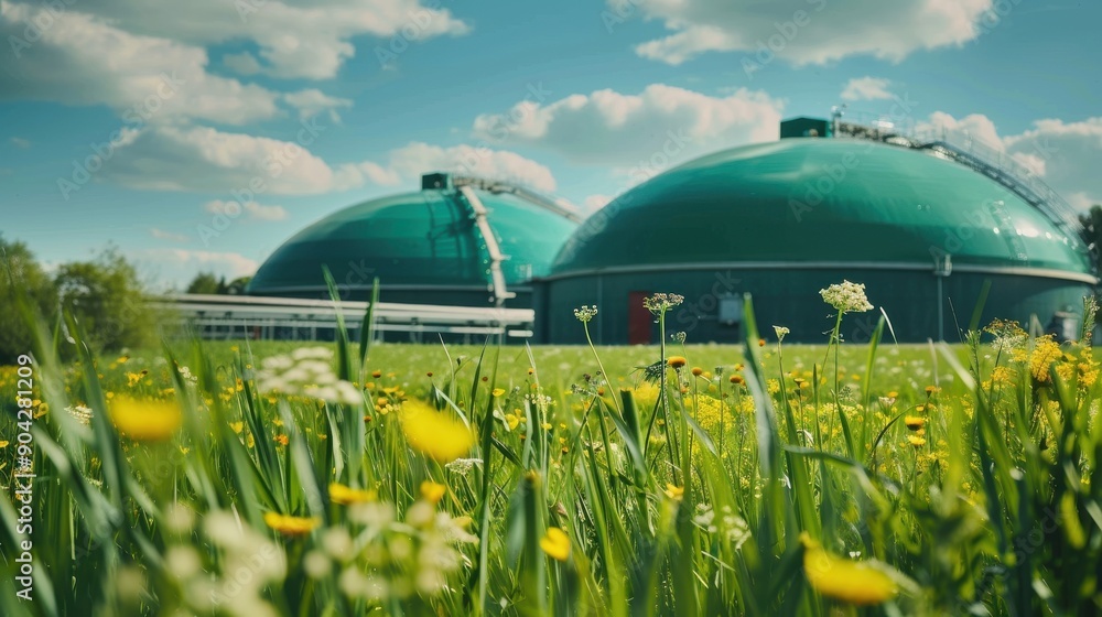 Biogas plant converting organic waste into energy, showcasing sustainable practices at the local ...