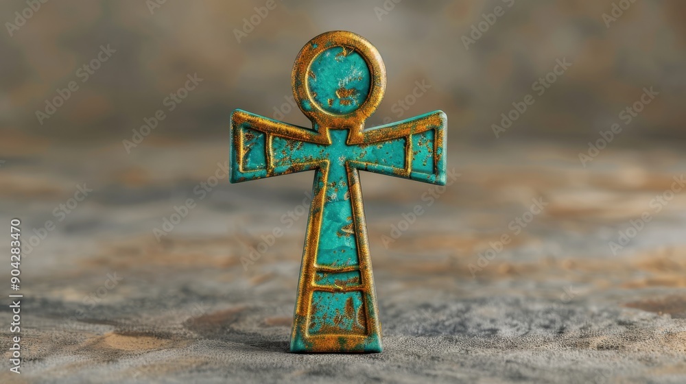 An ancient Egyptian ankh, a symbol of life, elegantly crafted and ...