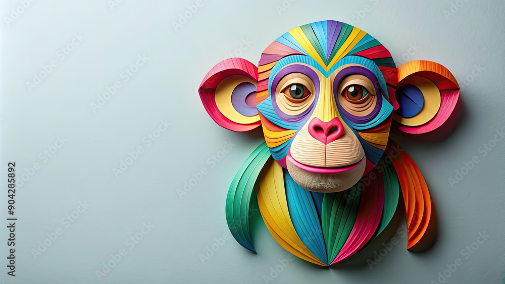 Colorful monkey papercraft in a papercut style, monkey, papercraft ...