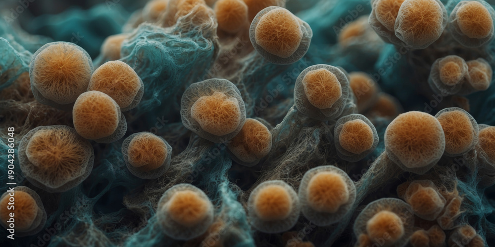 mushroom mycelium under the microscope , mushroom spores mold fungi in ...