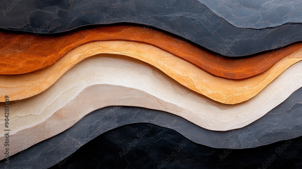 Colorful stratified rock formations, with each layer revealing a ...