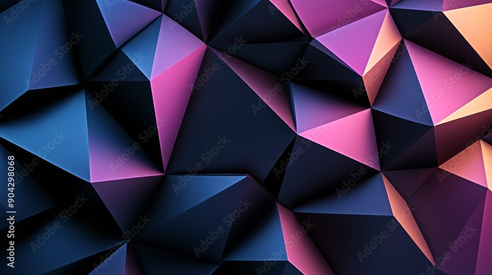 Dark-themed polygonal abstract background, featuring intricate ...