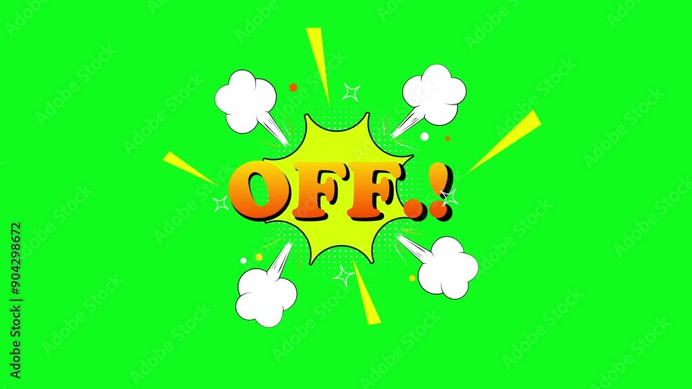 OFF- Comic strip animation, comic text message animation on green ...