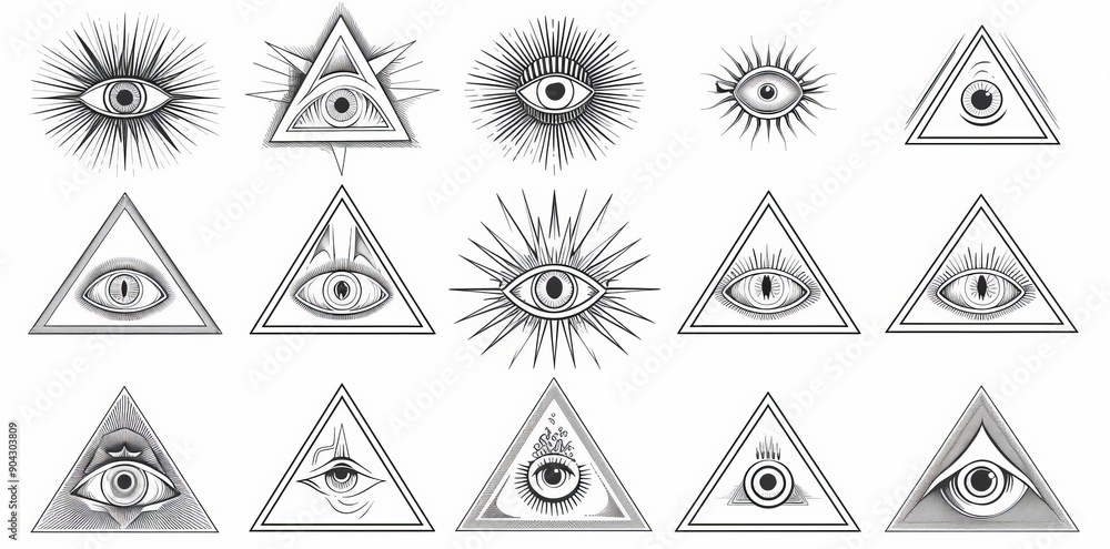 Tattoo design depicting the all-seeing eye within a triangle with rays ...