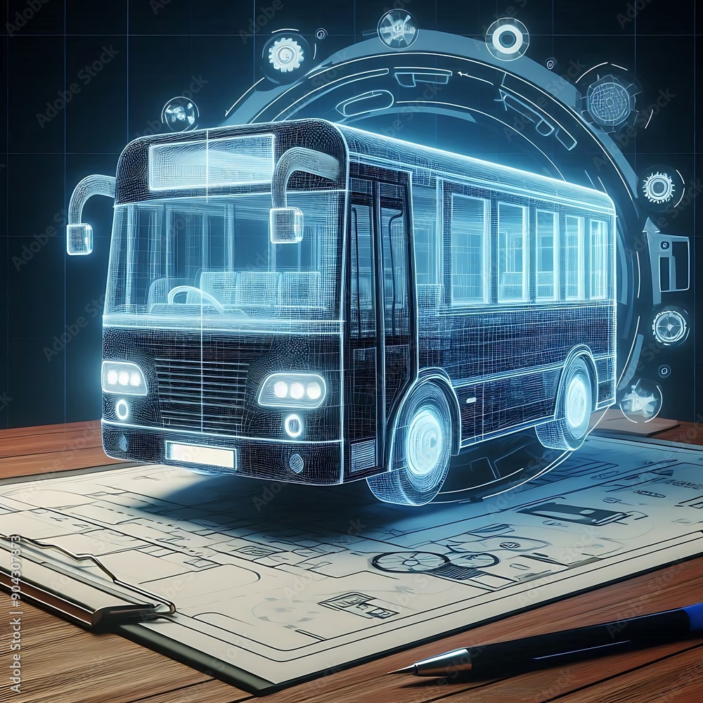 3D modeling of bus public transport from blueprint concept to modeling ...