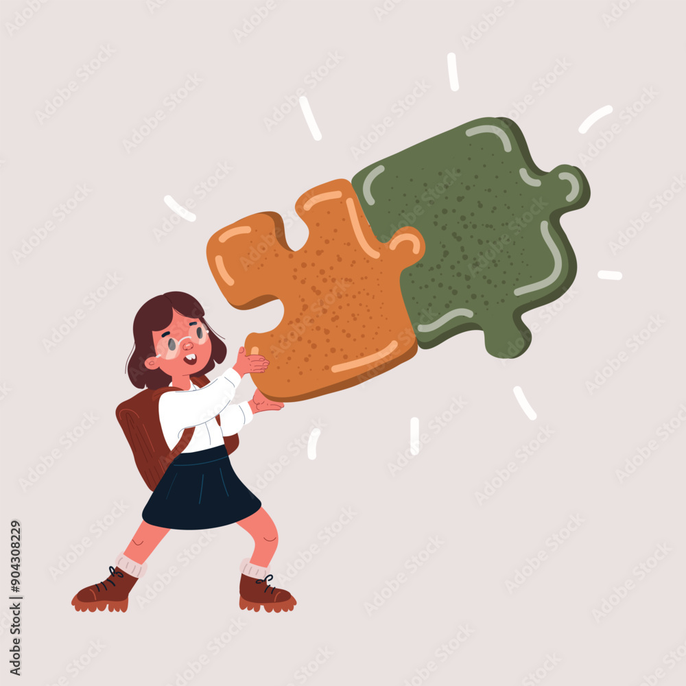 Cartoon vector illustration of top view child hands putting together ...