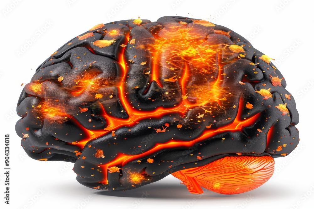 Lava themed brain depicting intense cognitive processing and fiery ...