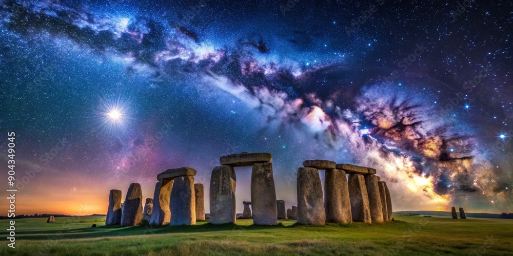Stonehenge Under the Milky Way A Night Sky Panorama, Stonehenge ...