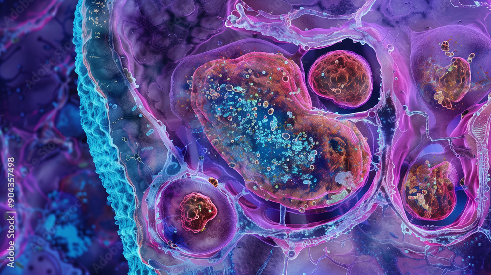 Microscopic image of kidney tissue showing the effects of chronic ...