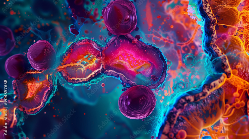 Microscopic image of kidney tissue showing the effects of chronic ...